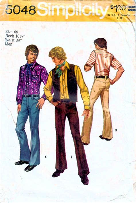 1970s Simplicity 5048 Vintage Sewing Pattern Men S Western Etsy