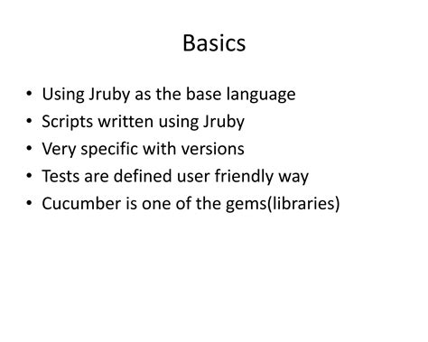 Cucumber Jruby For Beginners Ppt