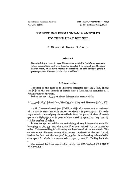 Pdf Embedding Riemannian Manifolds By Their Heat Kernel