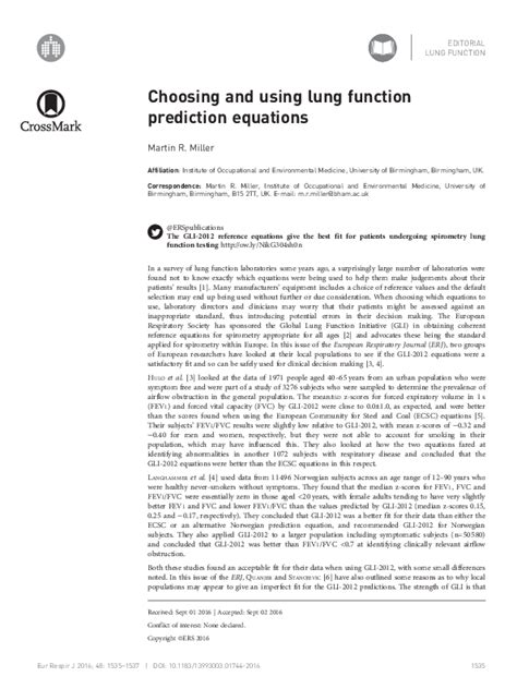 pdf choosing and using lung function prediction equations martin