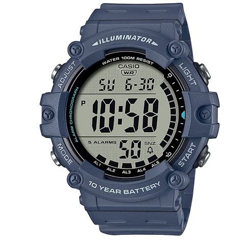 Casio 卡西歐 10年電力超個性大錶徑數位電子錶 藍 Ae 1500wh 2a Pchome 24h購物