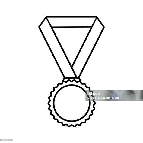 Icône De Ligne De Médaille Logo Disolement Sur Le Fond Blanc Vecteurs