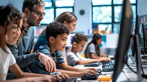 Premium Photo Engaging Programming Class Students Dive Into