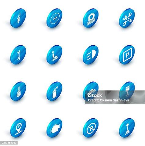 기어 시프터 자동차 휠 렌치 리모컨 키 좌석 주차 및 하이빔 아이콘을 설정합니다 벡터 3차원 형태에 대한 스톡 벡터 아트 및 기타 이미지 Istock