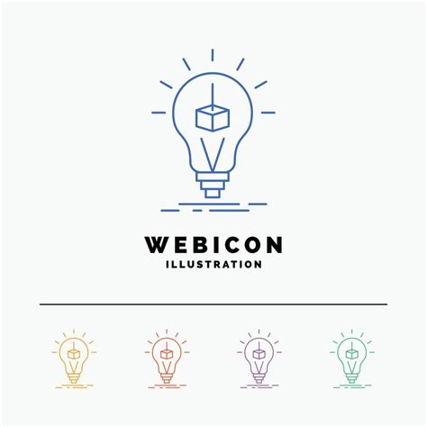 3d Cube Idea Bulb Printing Box 5 Color Line Web Icon Template Isolated On White Vector