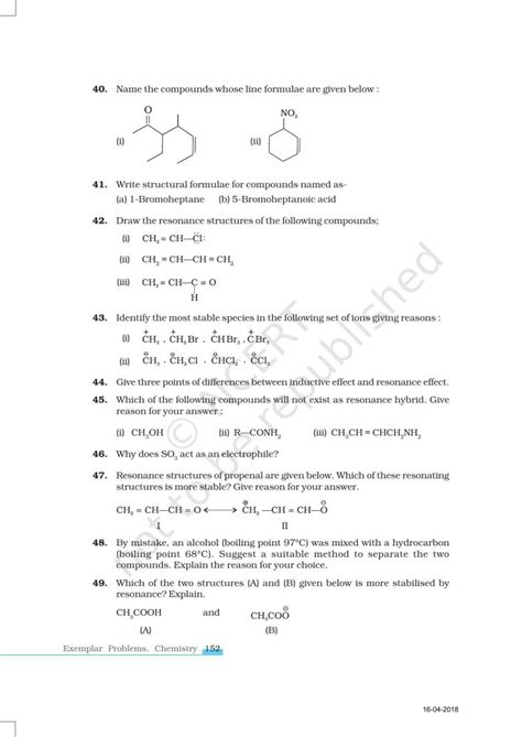 Ncert Exemplar Book For Class 11 Chemistry Chapter 12 Organic Chemistry