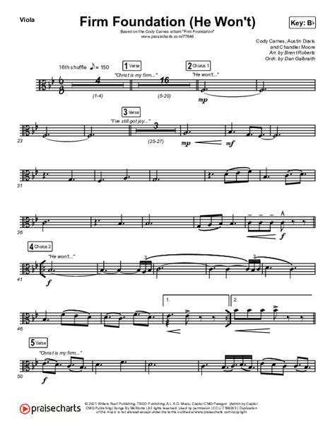 Firm Foundation He Wont Live Viola Sheet Music Pdf Cody Carnes