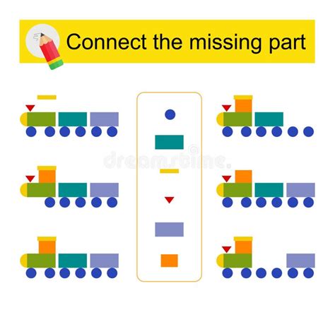 Connect The Missing Part Task For The Development Of Attention And Logic Stock Vector