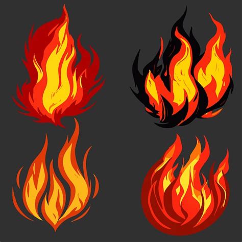 Premium Vector 4 Type Of Simple Fire Vector With Dark Backgound Psd