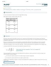 Predicting The Relative Lattice Energy Of Binary Ionic Compound ALEKS Student Name