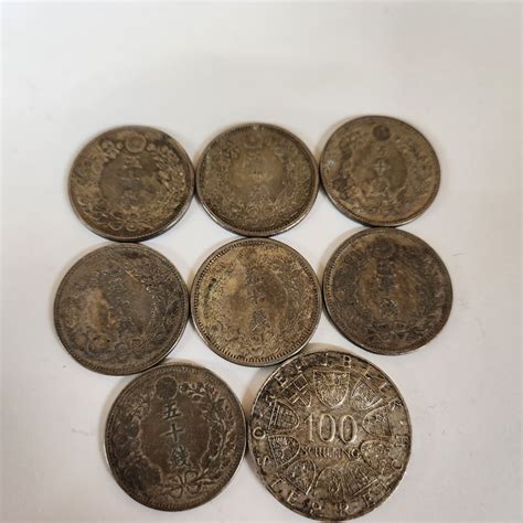 【傷や汚れあり】1円～【銀貨】古銭 五十銭 銀貨 7枚 重量118g 100schilling 1200janre 外貨 希少価値 記念硬貨