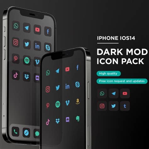 Dark Grey Matte Black Ios16 Icon Pack 200 Social Media Etsy