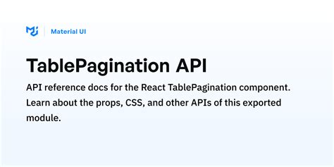 Tablepagination Api Material Ui