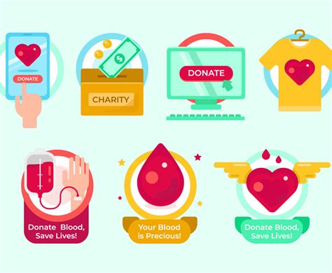 Set Of Donation Program Labels Vector Art And Graphics