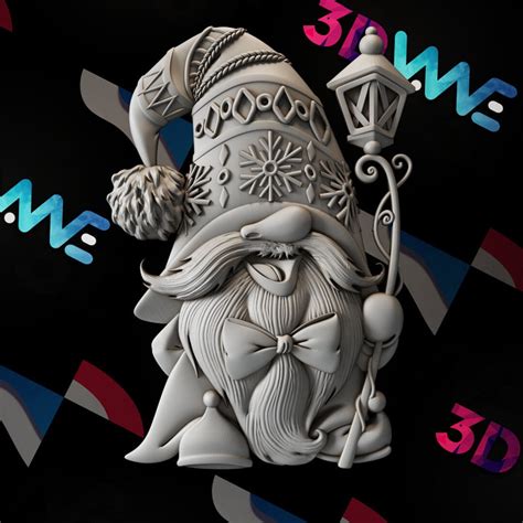 Christmas Gnome Santa Claus 3d Model Stl Cnc Files Wall Decor Wood Art