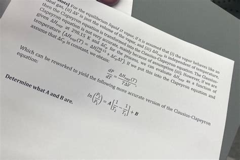 Solved Then The Clapeyron Equation Is Transformed Into The Chegg