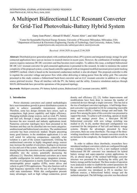 Pdf A Multiport Bidirectional Llc Resonant Converter For Grid Dokumentips