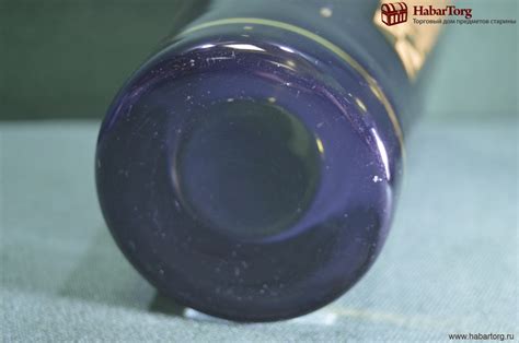 Купить Ваза стеклянная для цветов Геометрический узор Синее цветное стекло Богемия Bohemia