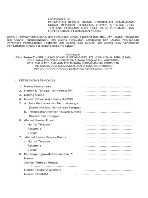 Detail Contoh Formulir Surat Izin Usaha Koleksi Nomer 2