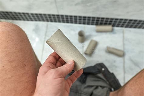 Finding Empty Roll In The Restroom Stock Image Image Of Assistance