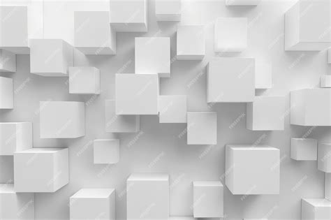 Random Shifted White Cube Boxes Block Abstract Geometric Shapes Illustrations Background