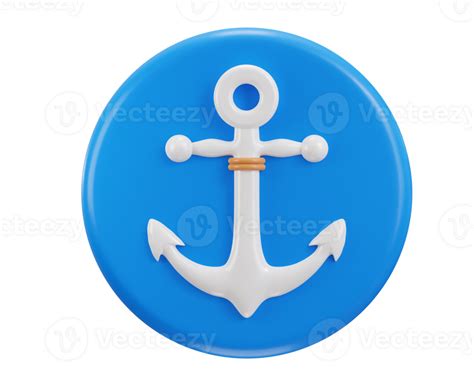 Anchor Icon With Rounded Button Icon D Rendering Illustration PNG