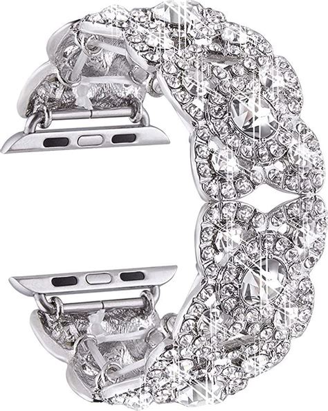 Sparkly Silver Apple Watch Band Viqiv Bling Bands Silver Bling