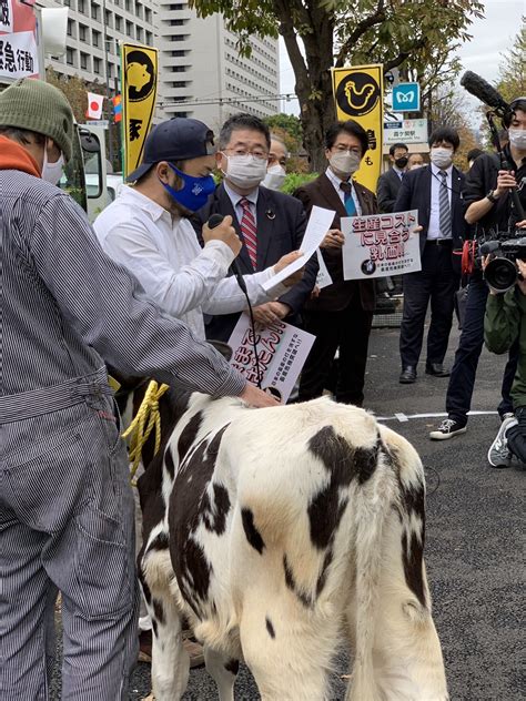 小池 晃（日本共産党） On Twitter 農水省前で畜産危機突破緊急行動。飼料肥料の高騰で乳を絞れば絞るほど赤字。酪農家の倒産が相次ぐ
