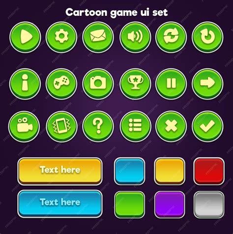Premium Psd Set Of Beautiful Game Ui Button Cartoon Style Ui Button