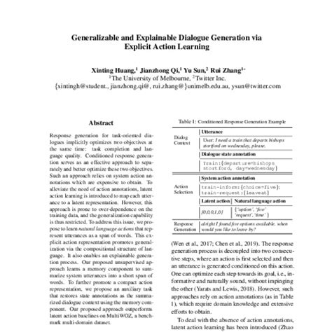 Generalizable And Explainable Dialogue Generation Via Explicit Action Learning Acl Anthology