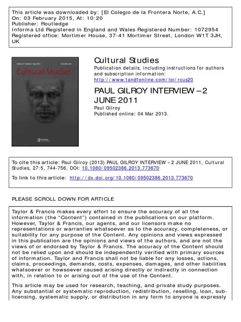 Paul Gilroy Interview June 2011 Descargar Gratis Pdf Thesis