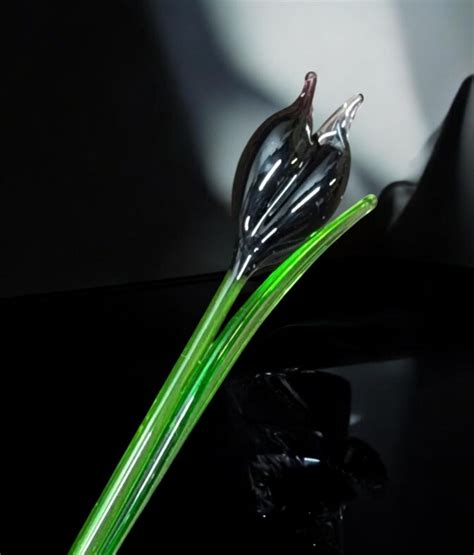 Black Glass Tulip Handcrafted Glass Flower Hand Made In Ukraine Using