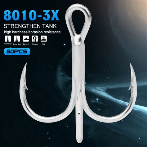 Buy 50pcslot Saltwater Fishing Hook Matte Tin Treble