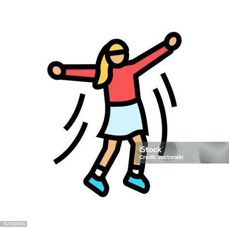 Ilustrasi Vektor Ikon Warna Gadis Melompat Ilustrasi Stok Unduh