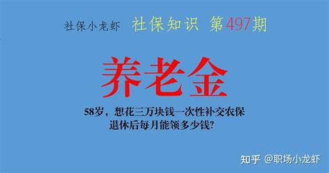 58岁，想花三万块钱一次性补交农保，退休后每月能领多少钱？ 知乎