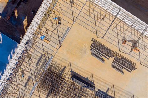There Is A Building Site Where A Metal Frame Steel Framework For A