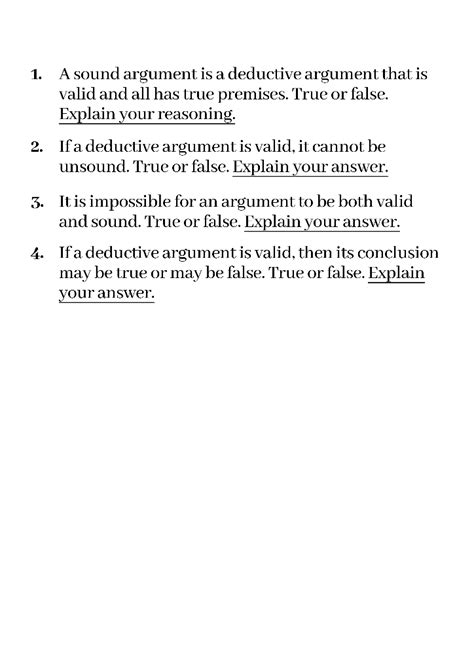 solved 1 a sound argument is a deductive argument that is