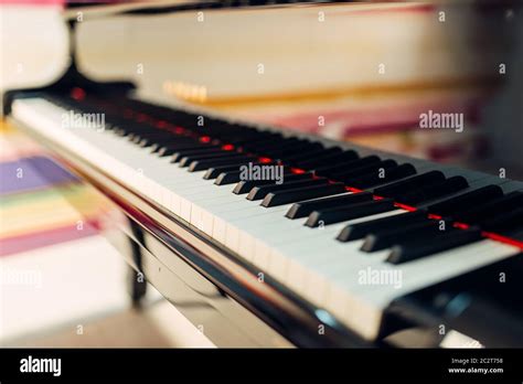 Grand Piano Keys Closeup Nobody Horizontal Macro View Of Royale