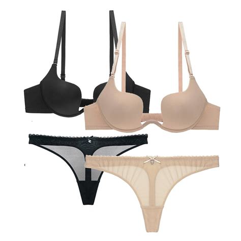 Seamless Bra And Thong Sets For Women Sexy Lingerie Thick Padded