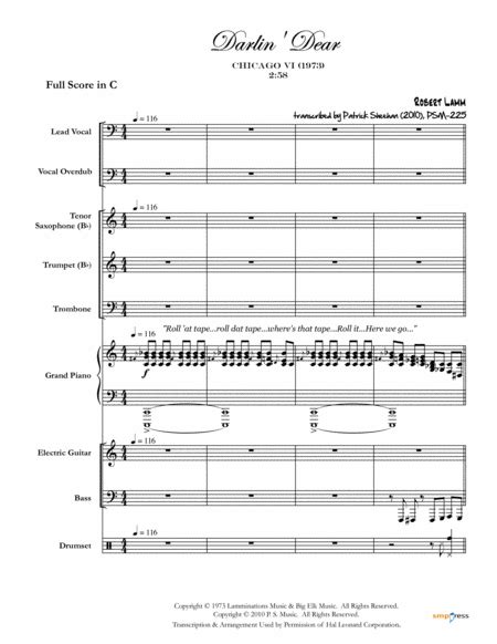 Darlin Dear Arr Patrick Sheehan Sheet Music Chicago Performance