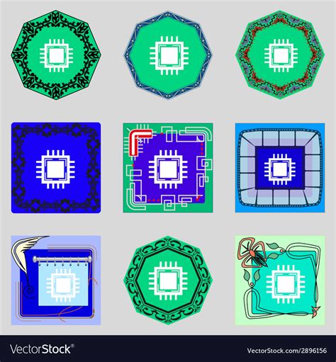 Central Processing Unit Icon Technology Scheme Vector Image