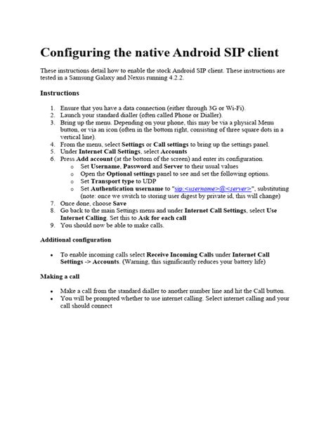 Native Android Sip Client Pdf