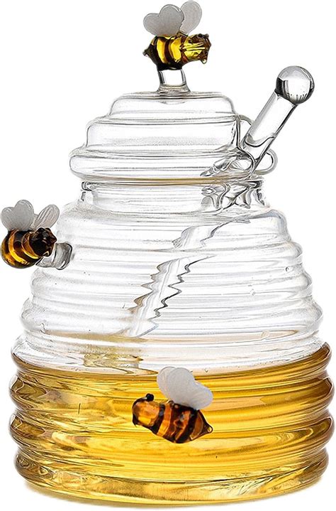 Geugecy Honey Jar With Dipper And Lid 400ml Bee H Oney Pot