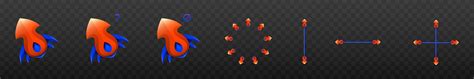 Fantasy Style Orange And Blue Custom Gaming Mouse Cursor Icons Set For Game Ui Designs Stock