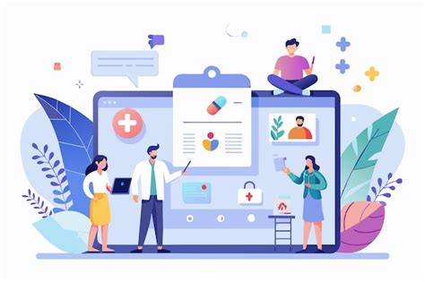 Premium Vector Several People Engaged In Computer Work With An Array