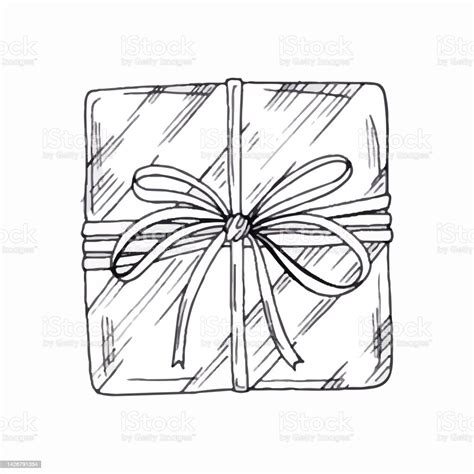 리본이있는 선물 상자 손으로 그린 낙서 스케치 고립 된 휴가 품목 벡터 이미지 가방에 대한 스톡 벡터 아트 및 기타 이미지 가방 공휴일 귀여운 Istock