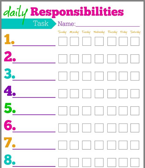 Free Printable Chore Chart Template Free Printable Download