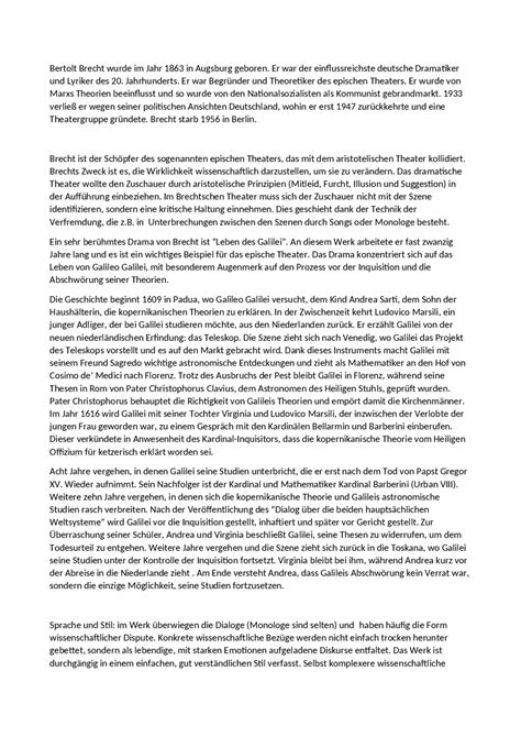 Das Episches Theater Bertolt Brecht Tesine Di Maturità Di Tedesco