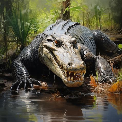 Premium Ai Image Fierce Alligator Scary Pictures Ai Generated Art