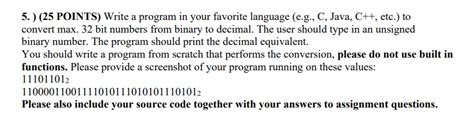 solved 5 25 points write a program in your favorite
